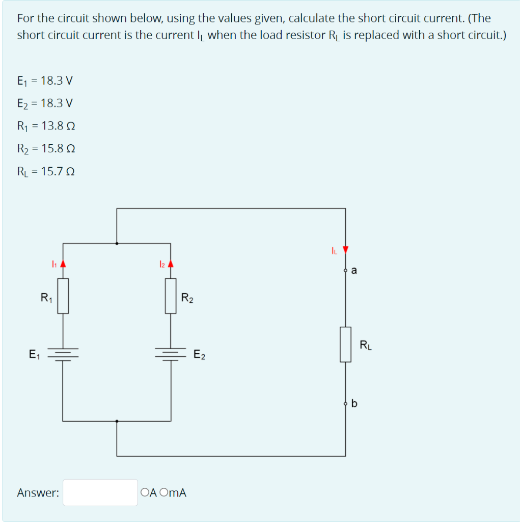 Solved For the circuit shown below, using the values given, | Chegg.com