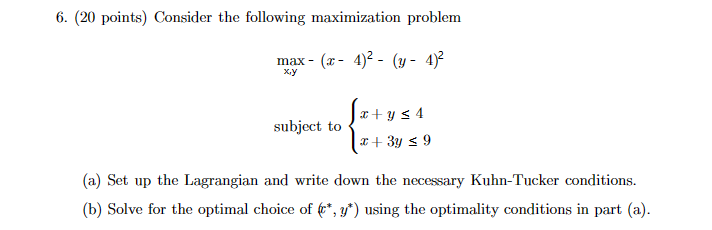 Solved (20 ﻿points) ﻿Consider the following maximization | Chegg.com
