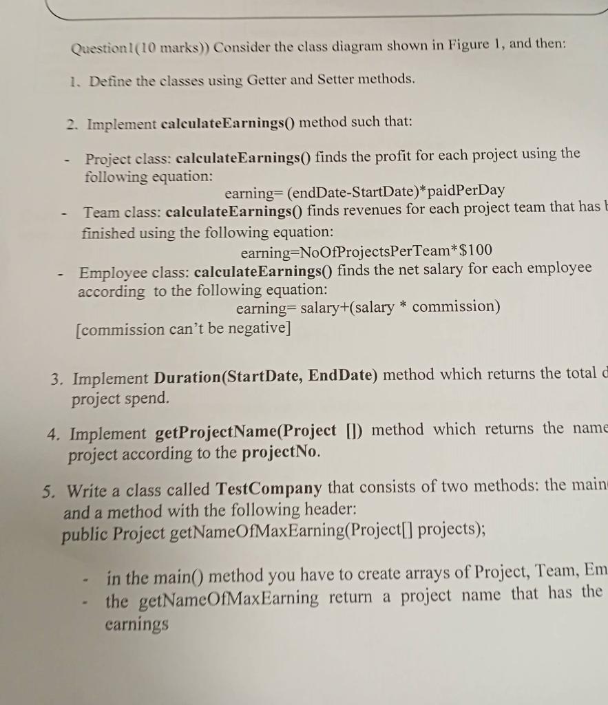 Solved Question1(10 marks)) Consider the class diagram shown | Chegg.com