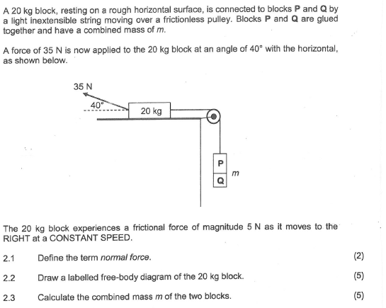 Solved A 20 kg block, resting on a rough horizontal surface, | Chegg.com