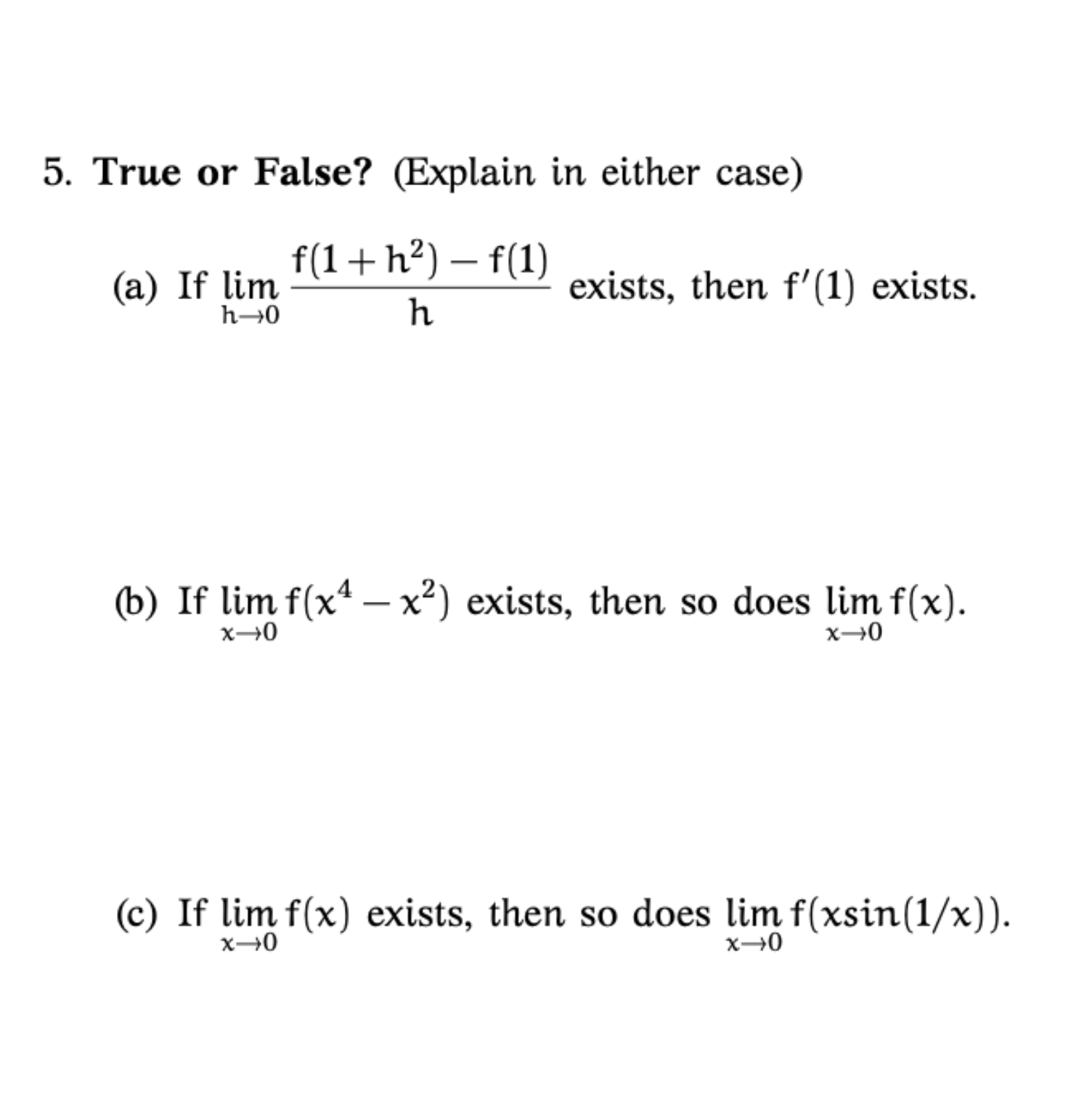 Solved 5. True or False? (Explain in either case) (a) If | Chegg.com