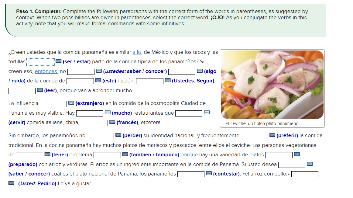 Paso 1. Completar. Complete the following paragraphs | Chegg.com Paso 1. Completar. Complete the following paragraphs | Chegg.com
