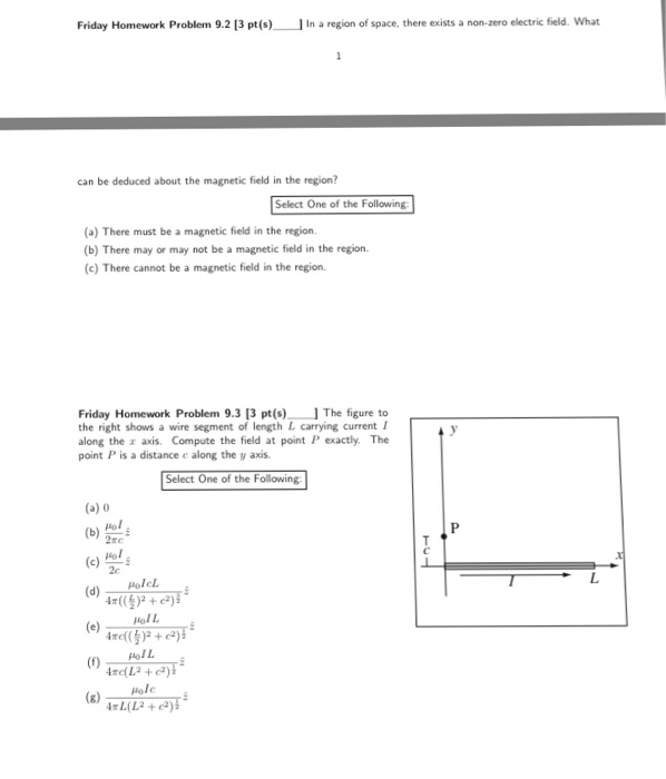 Solved Friday Homework Problem 9.1 [3 pt(s) J The figures | Chegg.com