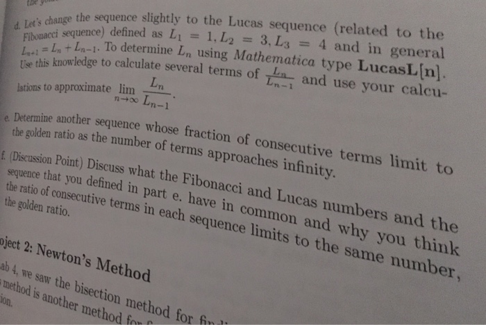 Solved cange the sequence slightly to the Lucas sequence | Chegg.com