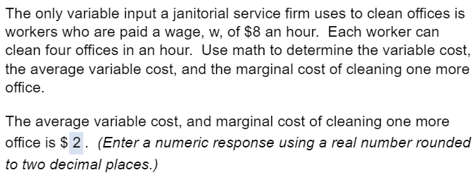 Solved The only variable input a janitorial service firm | Chegg.com