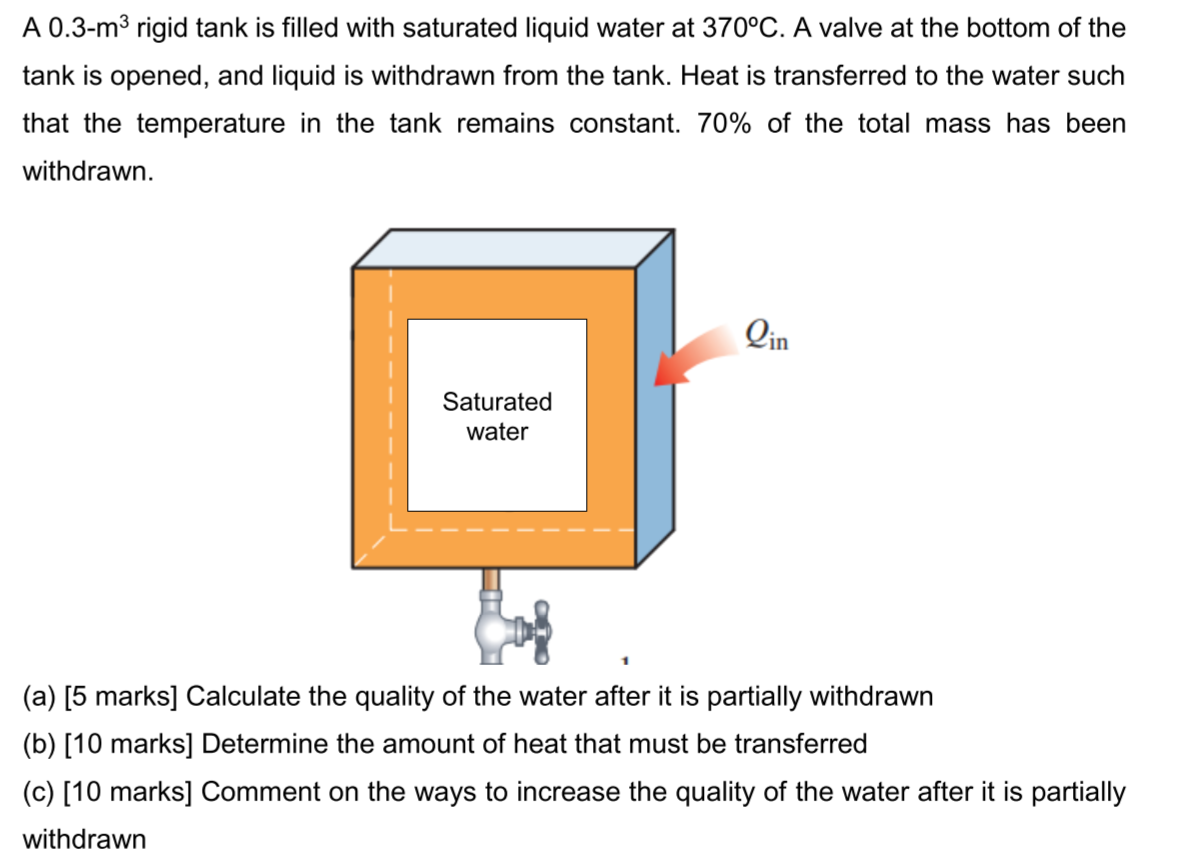 Solved A 0.3−m3 rigid tank is filled with saturated liquid | Chegg.com