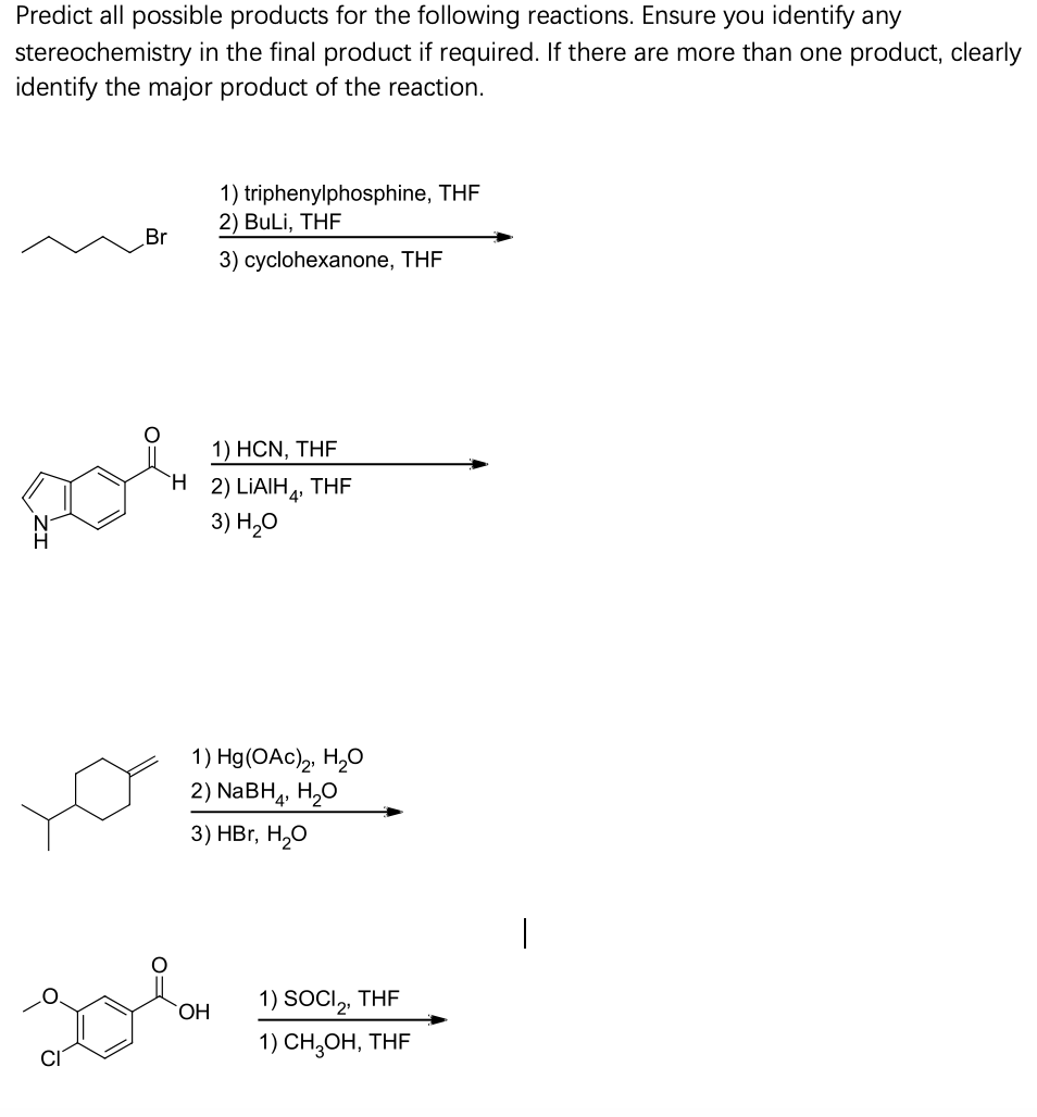 Solved Predict all possible products for the following | Chegg.com
