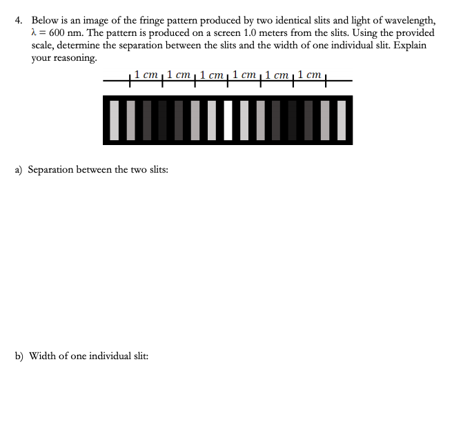 Solved 4. Below is an image of the fringe pattern produced | Chegg.com