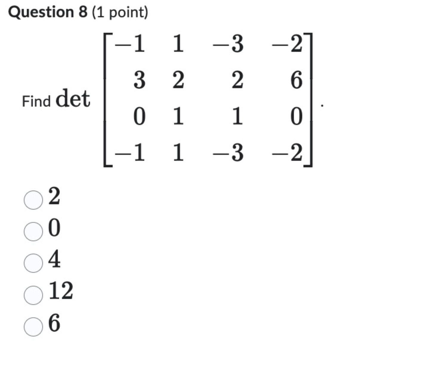 Solved Question 8 (1 point)Find | Chegg.com Solved Question 8 (1 point)Find | Chegg.com