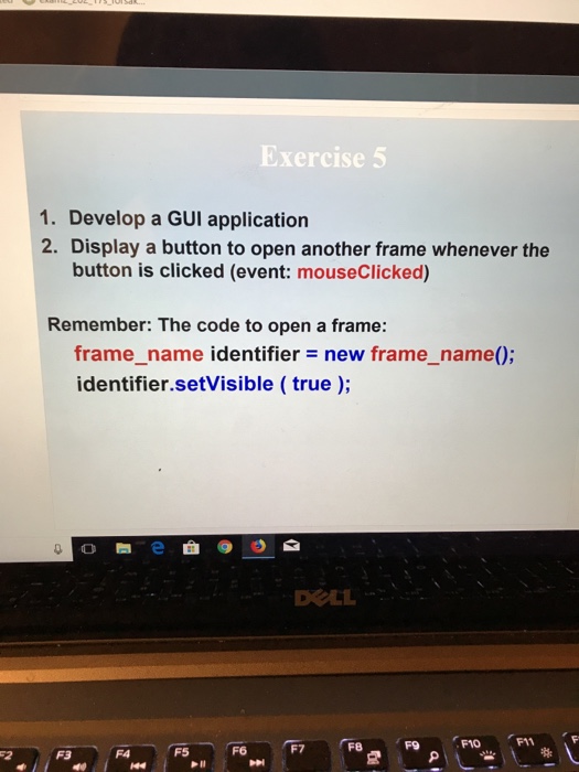 Solved Exercise 5 1. Develop a GUI application 2. Display a | Chegg.com