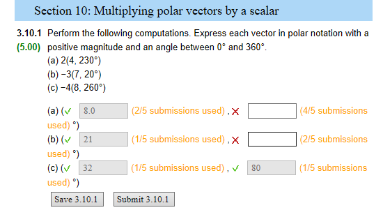 Solved Section 10: Multiplying polar vectors by a scalar | Chegg.com