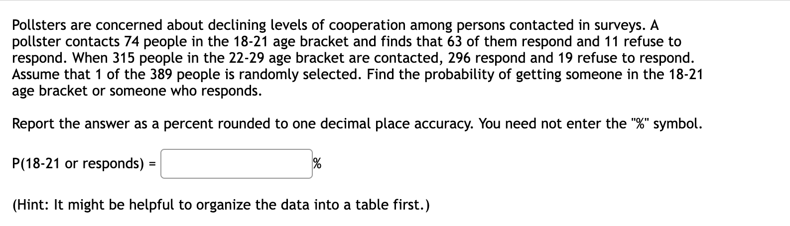 Solved Pollsters are concerned about declining levels of | Chegg.com