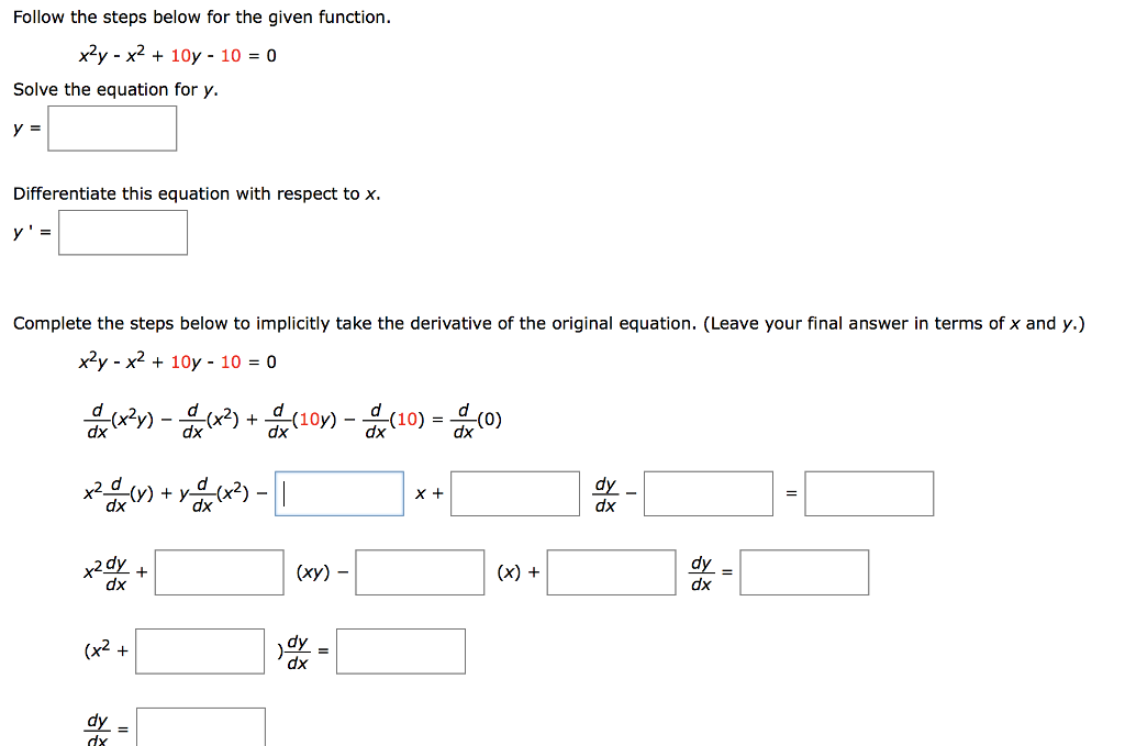 Solved Follow the steps below for the given function x2y - | Chegg.com
