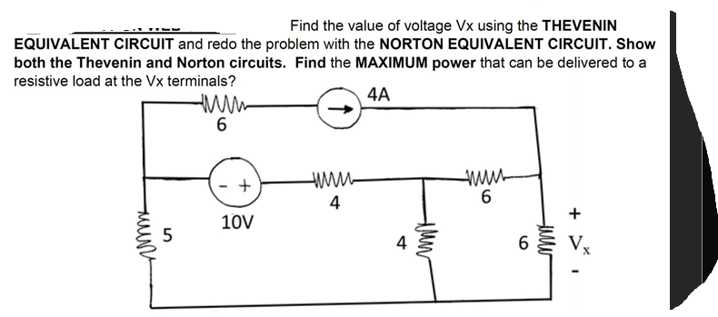 Solved Find the value of voltage Vx using the THEVENIN | Chegg.com
