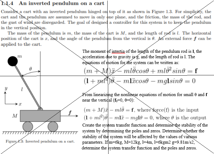 Solved .4 An inverted pendulum on a cart Consides a cart | Chegg.com