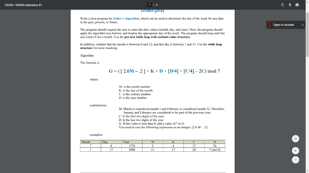 CS220 / CS250 Laboratory #1 2 / 3 Open in Acrobat X | Chegg.com