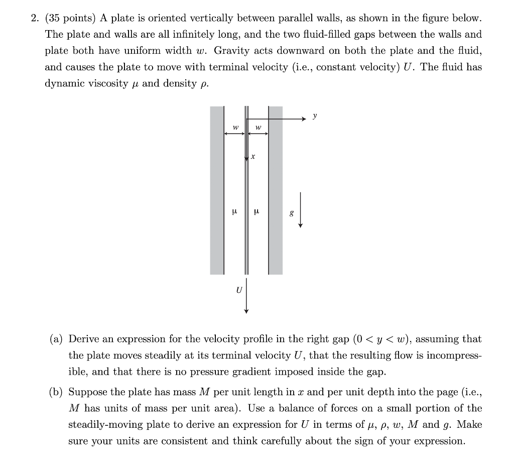 Solved 2. (35 points) A plate is oriented vertically between | Chegg.com