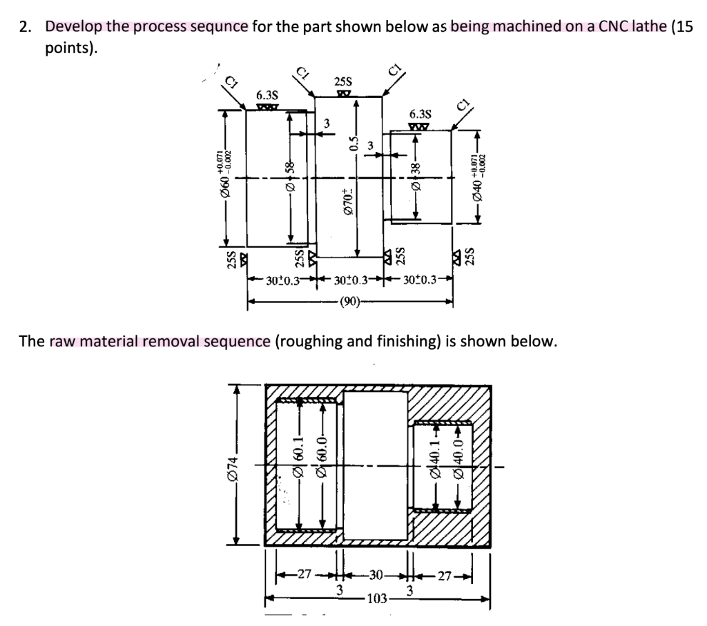 Solved 2. Develop the process sequnce for the part shown | Chegg.com