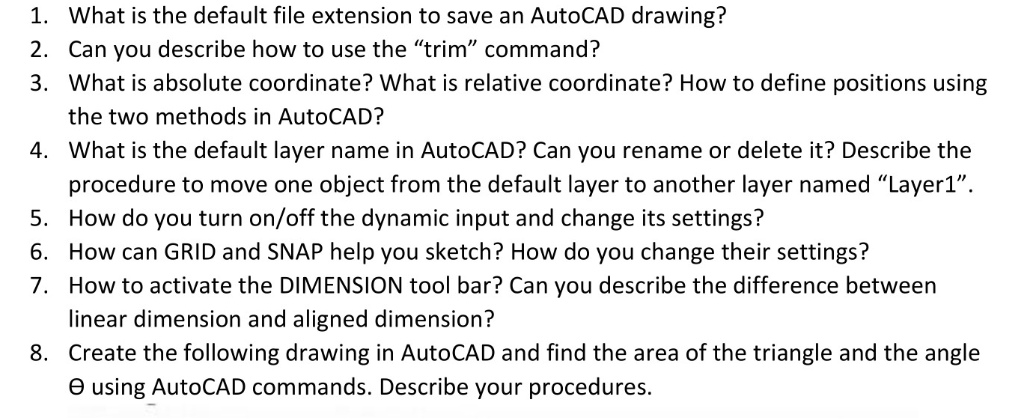 Solved Please use autocad to answer the following questions | Chegg.com