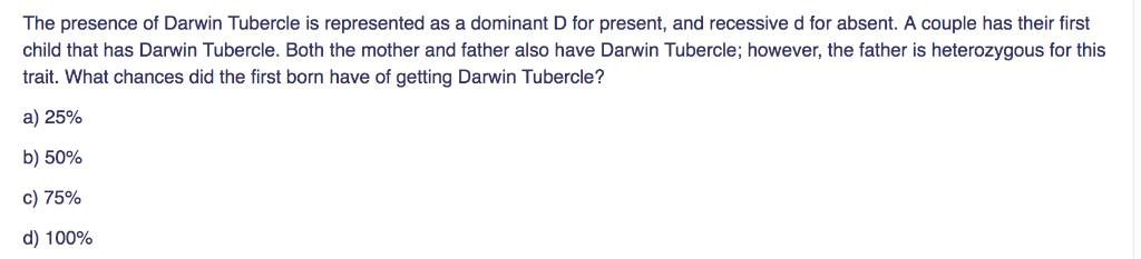 Solved The presence of Darwin Tubercle is represented as a | Chegg.com