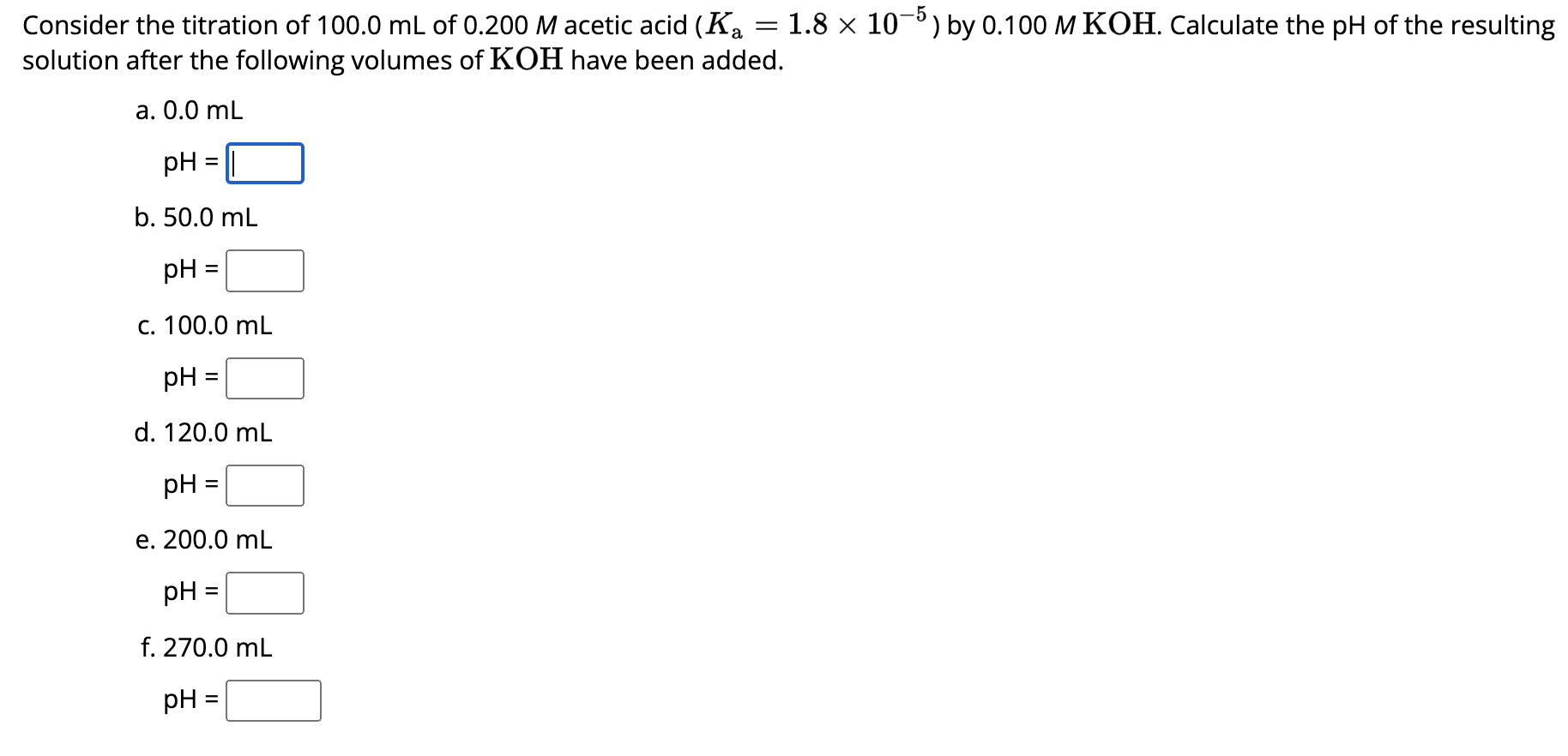 [Solved]: Consider the titration of 100.0mL of 0.200M acet