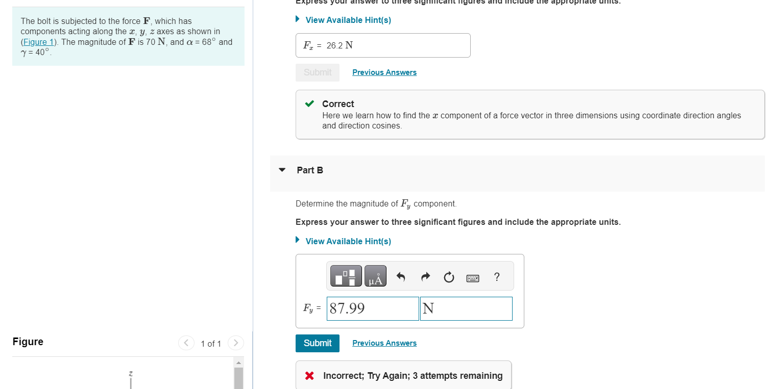 Solved The bolt is subjected to the force F, which has | Chegg.com