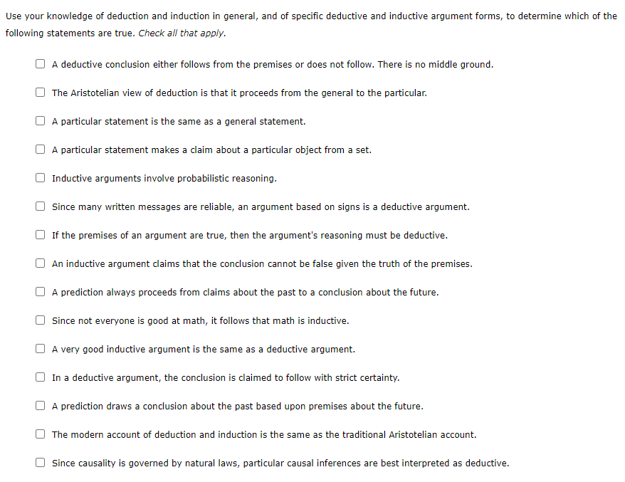 Use your knowledge of deduction and induction in | Chegg.com