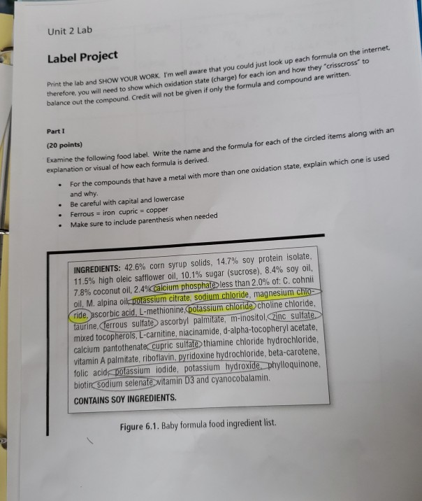 Solved Unit 2 Lab Label Project Print the lab and SHOW YOUR | Chegg.com