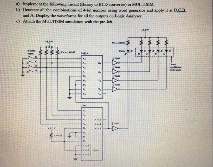 Implement the following circuit (Binary to BCD | Chegg.com