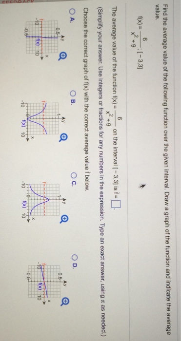 Solved Find The Average Value Of The Following Function Over