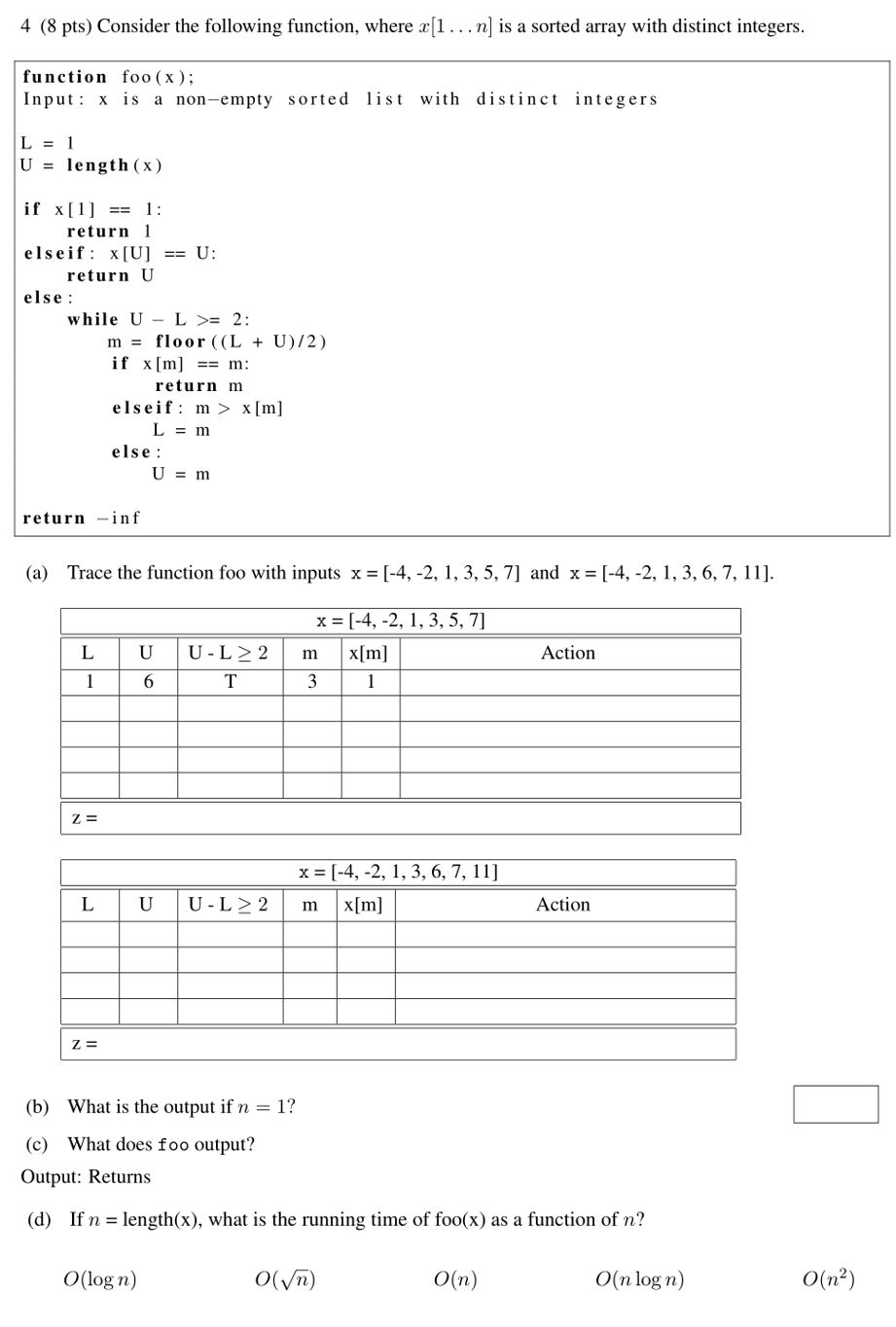 Solved Consider the following function provided by the | Chegg.com