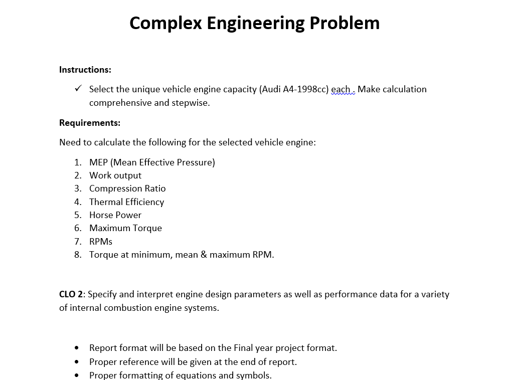 Complex Engineering Problem Instructions: Select | Chegg.com