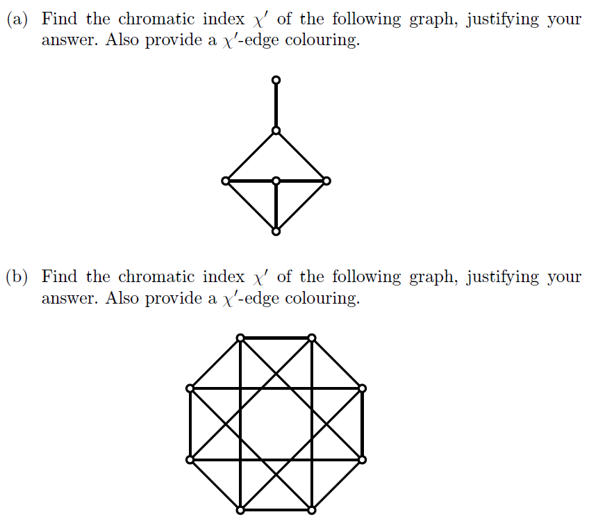 Solved (a) Find the chromatic index of the following graph, | Chegg.com
