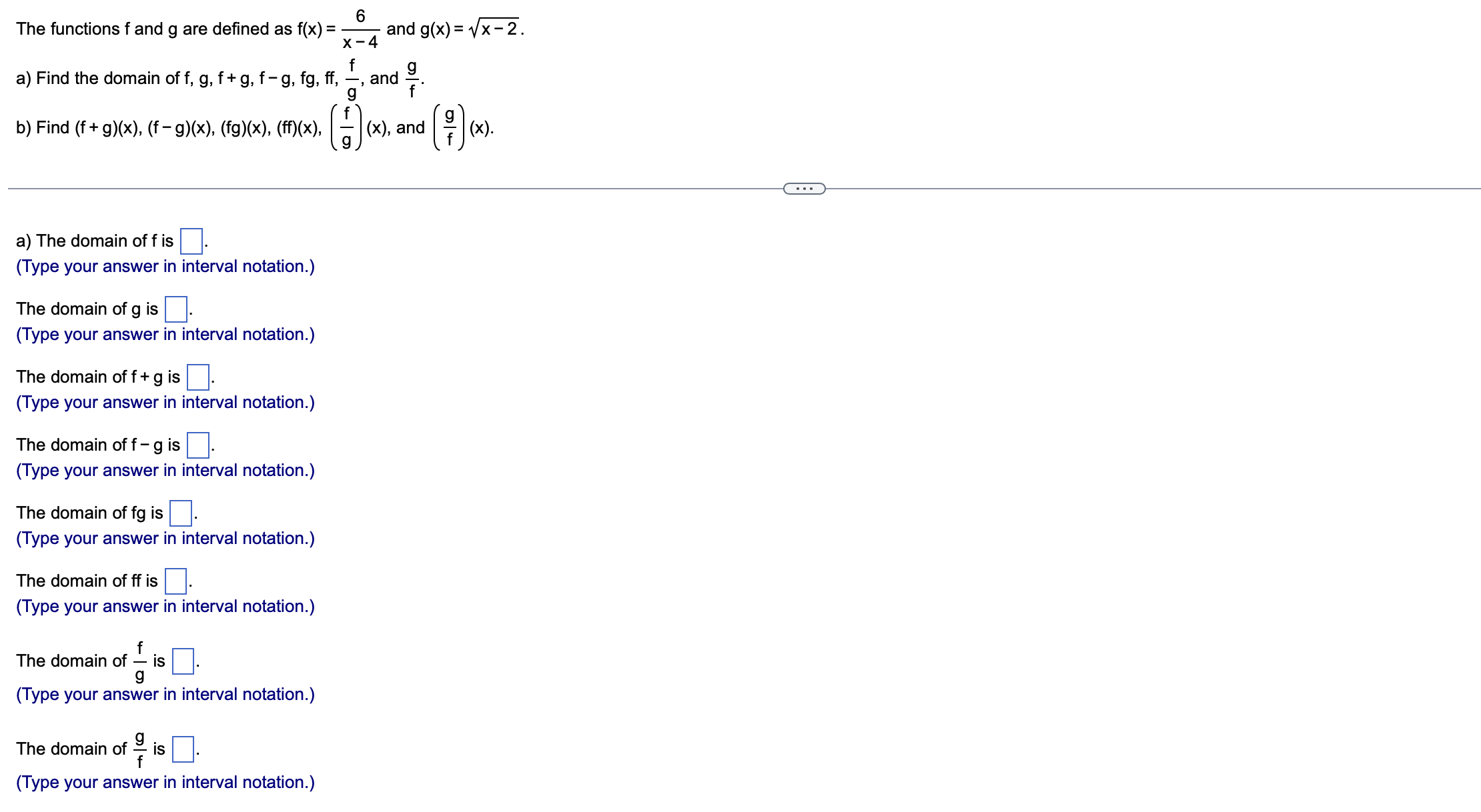 Solved The functions f and g are defined as f(x)=x−46 and | Chegg.com