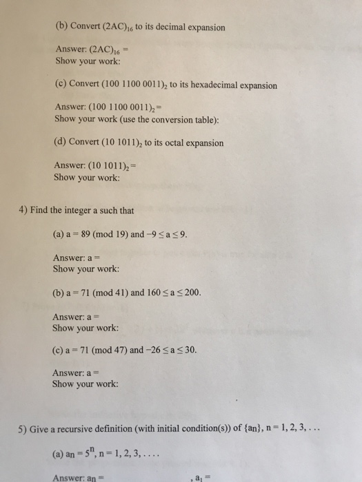 Solved (b) Convert (2AC)o to its decimal expansion Answer: | Chegg.com
