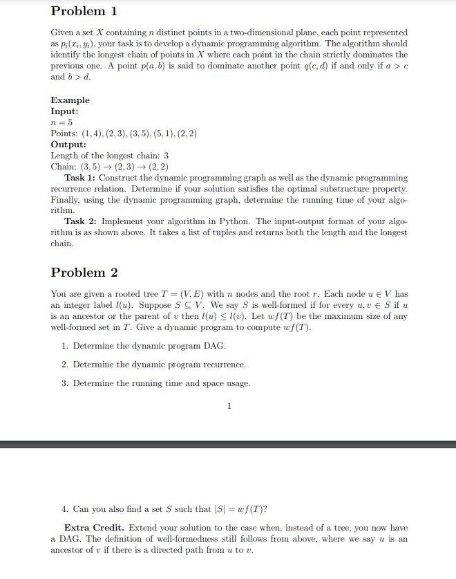 Solved Given a set X containing n distinct points in a | Chegg.com