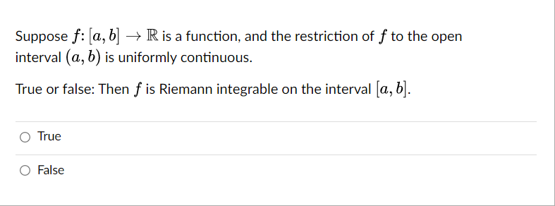 Solved Suppose f:[a,b]→R is a function, and the restriction | Chegg.com