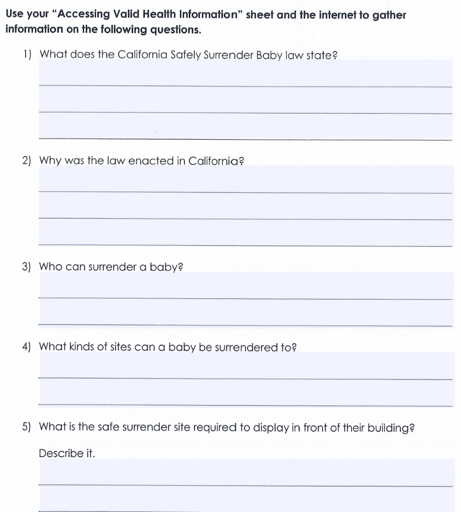 Solved Use your "Accessing Valid Health Information" sheet | Chegg.com