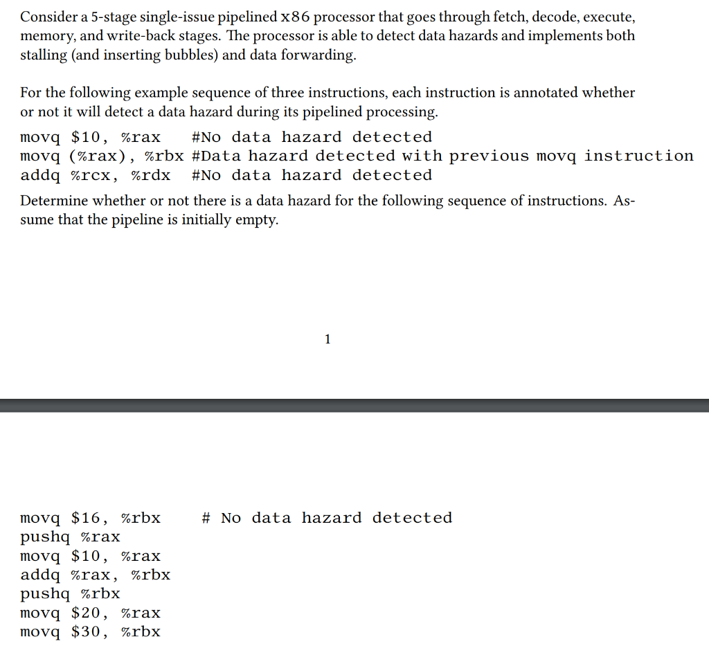 Solved Consider A 5 Stage Single Issue Pipelined X86 