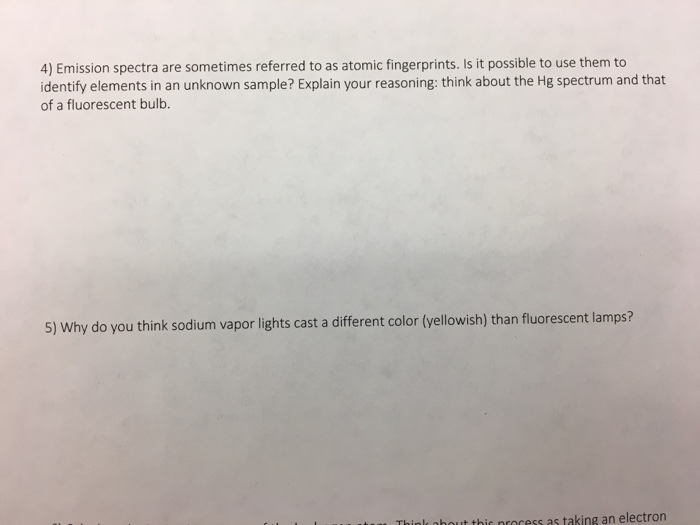 Solved Emission spectra are sometimes referred to as atomic | Chegg.com