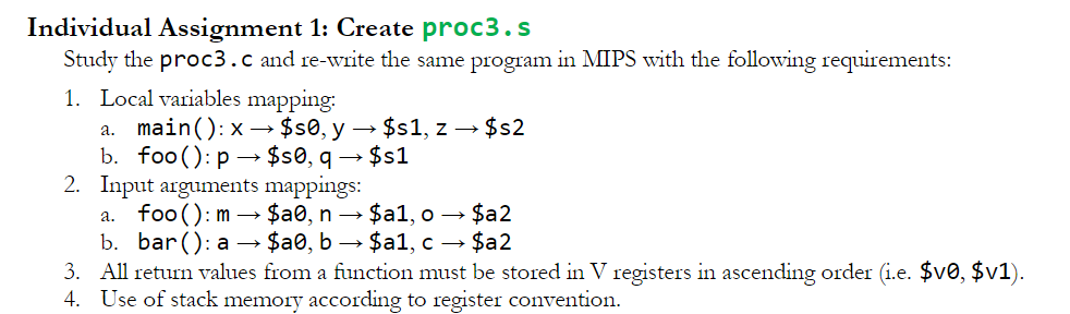 Solved Individual Assignment 1: Create proc3.s Study the | Chegg.com