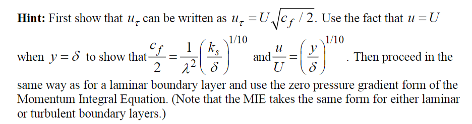 Solved Problem: Consider a turbulent boundary layer on a | Chegg.com