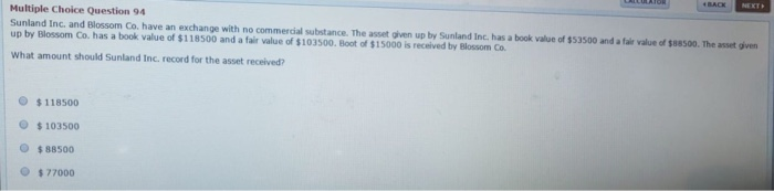 Solved Multiple Choice Question 94 Sunland Inc. and Blossom | Chegg.com