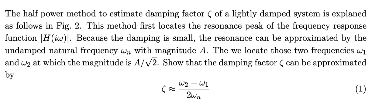 The half power method to estimate damping factor 5 of | Chegg.com