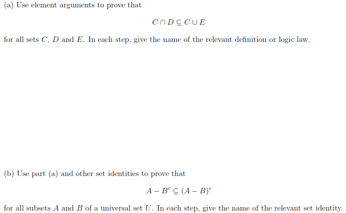 Solved (a) Use element arguments to prove that COD CCUE for | Chegg.com