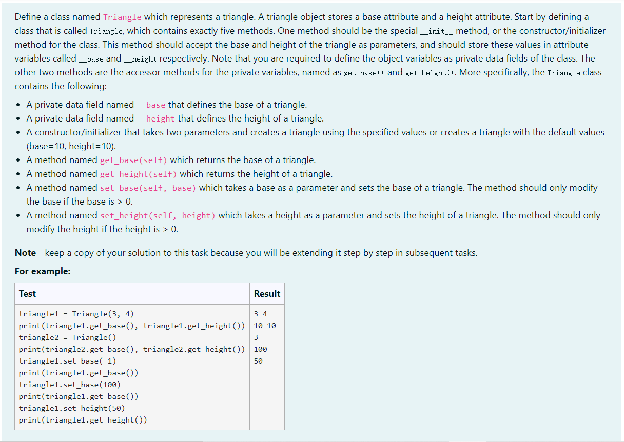 Solved Define a class named Triangle which represents a | Chegg.com