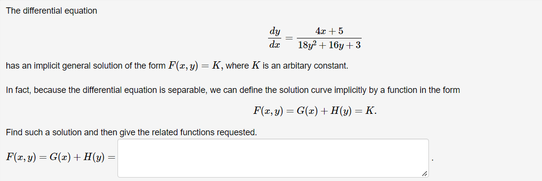 Solved The differential equation has an implicit general | Chegg.com