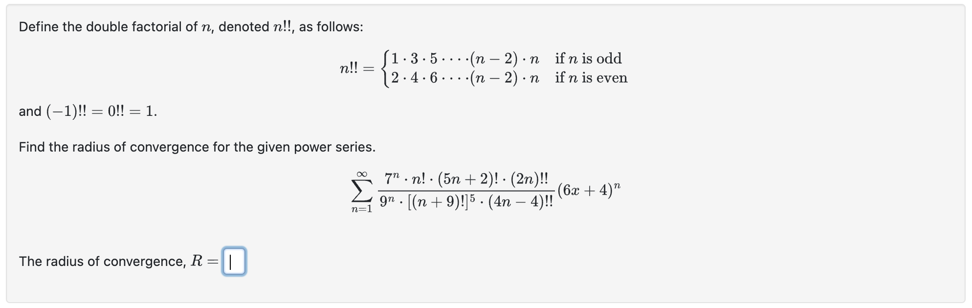 Solved Define the double factorial of n, denoted n !!, as | Chegg.com