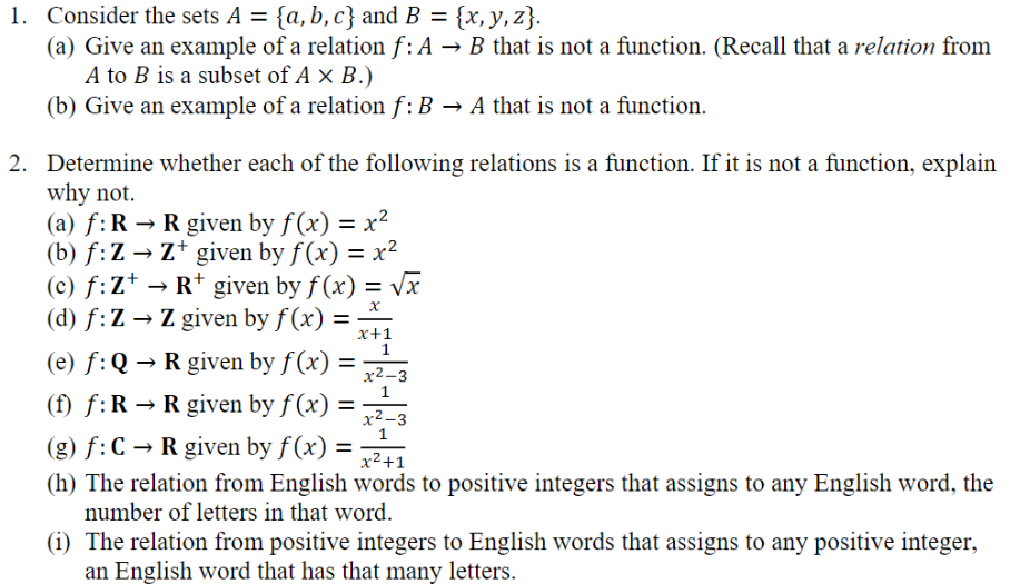 Solved 1. Consider the sets A={a,b,c} and B={x,y,z}. (a) | Chegg.com