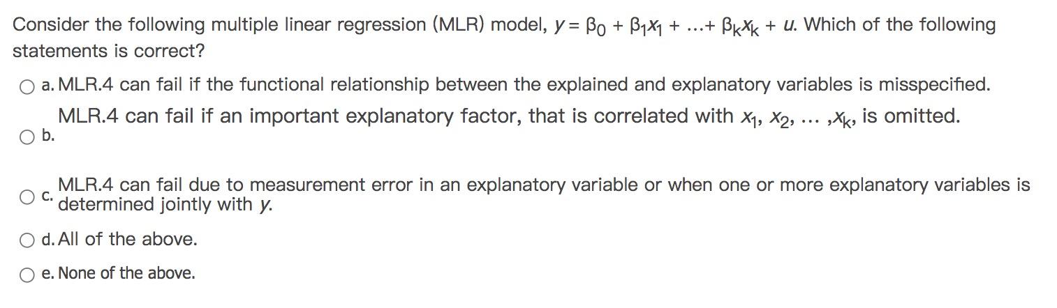 Solved Consider the following multiple linear regression | Chegg.com